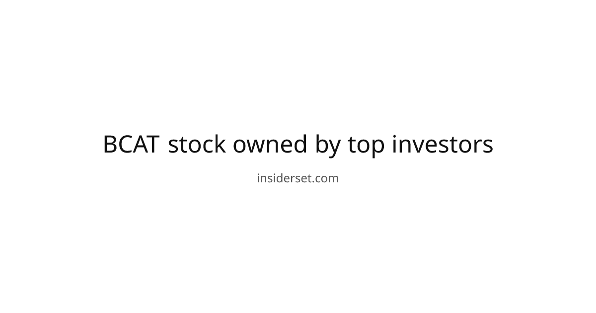 (BCAT) stock held by institutional owners | InsiderSet