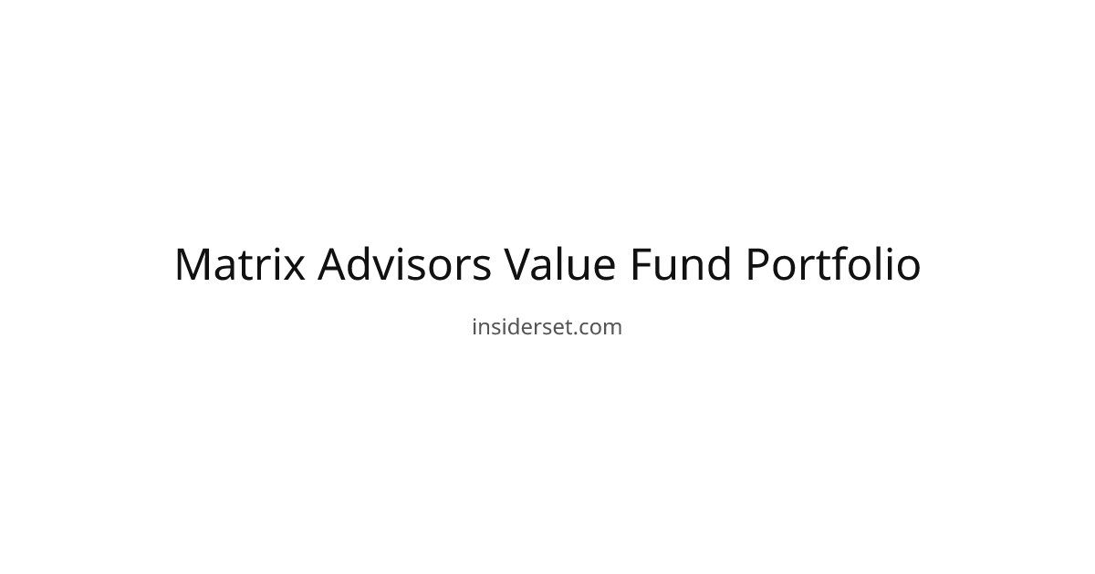 Matrix Advisors Value Fund Portfolio & Holdings (2026)
